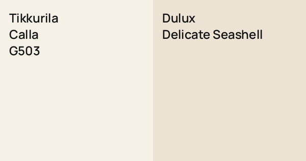 Tikkurila Calla vs. Dulux Delicate Seashell comparison