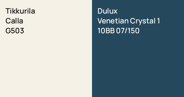 Tikkurila Calla vs. Dulux Venetian Crystal 1 comparison