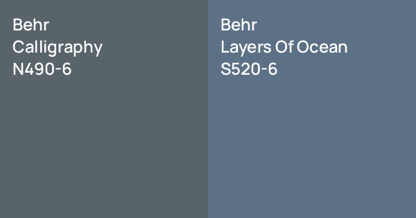 Behr Calligraphy vs. Behr Layers Of Ocean comparison