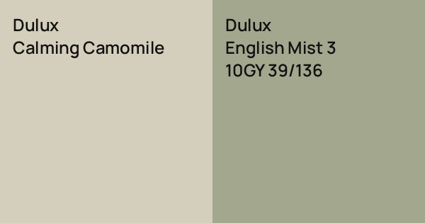Dulux Calming Camomile vs. Dulux English Mist 3 comparison