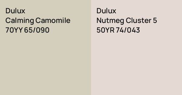 Dulux Calming Camomile vs. Dulux Nutmeg Cluster 5 comparison