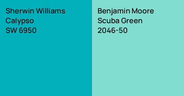 Sherwin Williams Calypso vs. Benjamin Moore Scuba Green comparison