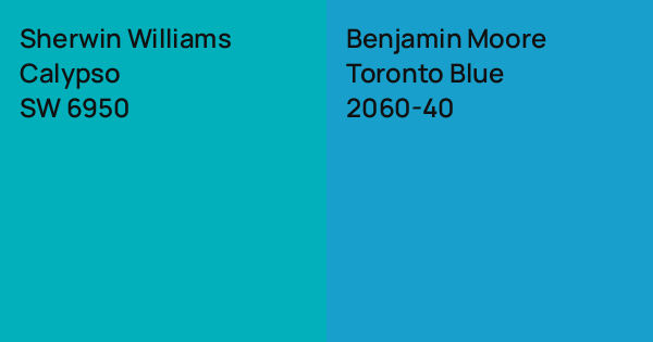 Sherwin Williams Calypso vs. Benjamin Moore Toronto Blue comparison