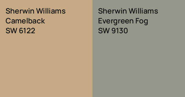 Sherwin Williams Camelback vs. Sherwin Williams Evergreen Fog comparison
