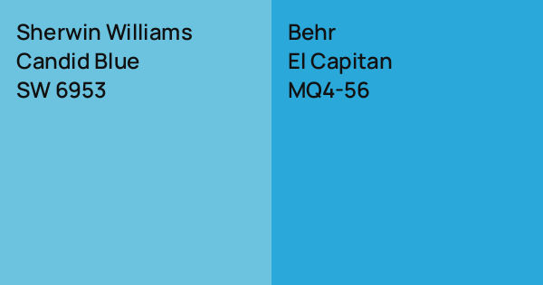 Sherwin Williams Candid Blue vs. Behr El Capitan comparison
