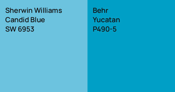 Sherwin Williams Candid Blue vs. Behr Yucatan comparison