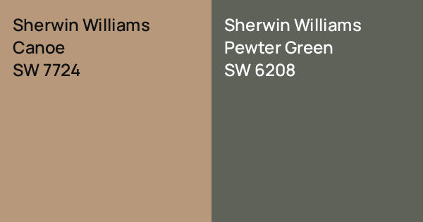 Sherwin Williams Canoe vs. Sherwin Williams Pewter Green comparison