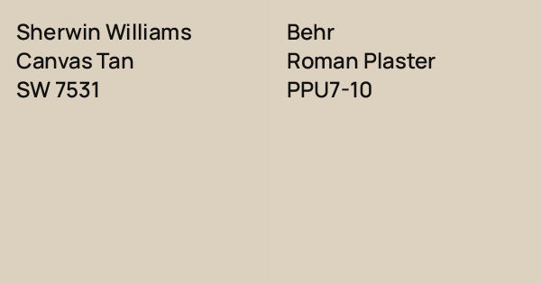 Sherwin Williams Canvas Tan vs. Behr Roman Plaster comparison