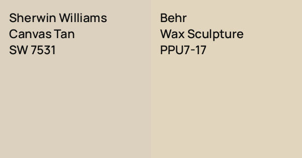 Sherwin Williams Canvas Tan vs. Behr Wax Sculpture comparison