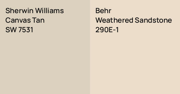 Sherwin Williams Canvas Tan vs. Behr Weathered Sandstone comparison