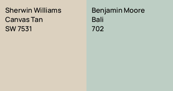 Sherwin Williams Canvas Tan vs. Benjamin Moore Bali comparison