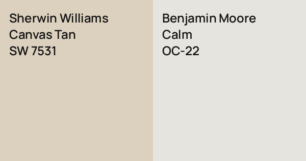 Sherwin Williams Canvas Tan vs. Benjamin Moore Calm comparison