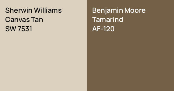 Sherwin Williams Canvas Tan vs. Benjamin Moore Tamarind comparison