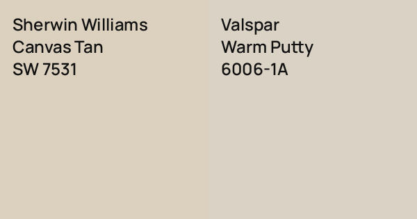 Sherwin Williams Canvas Tan vs. Valspar Warm Putty comparison