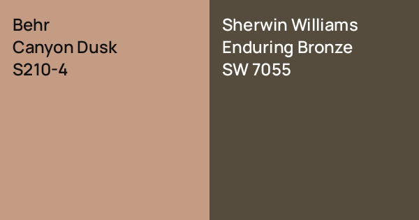 Behr Canyon Dusk vs. Sherwin Williams Enduring Bronze comparison