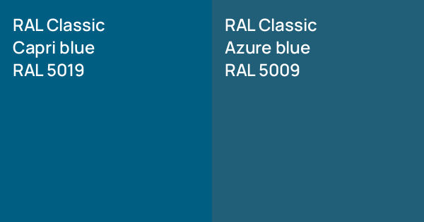 RAL Classic Capri blue vs. RAL Classic Azure blue comparison