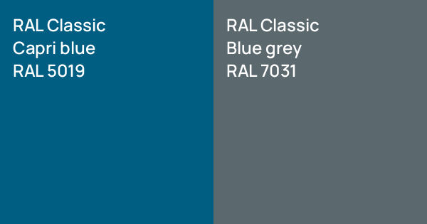 RAL Classic Capri blue vs. RAL Classic Blue grey comparison