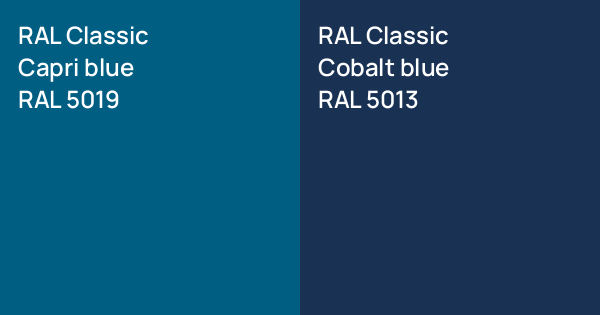 RAL Classic Capri blue vs. RAL Classic Cobalt blue comparison