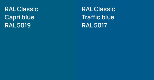 RAL Classic Capri blue vs. RAL Classic Traffic blue comparison