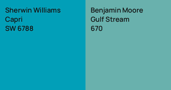 Sherwin Williams Capri vs. Benjamin Moore Gulf Stream comparison