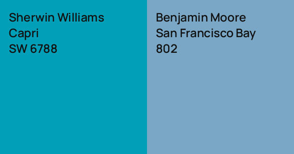 Sherwin Williams Capri vs. Benjamin Moore San Francisco Bay comparison