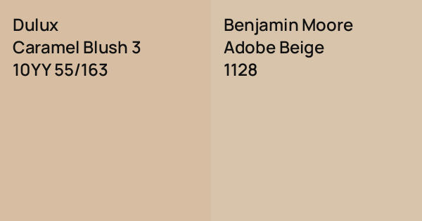 Dulux Caramel Blush 3 vs. Benjamin Moore Adobe Beige comparison