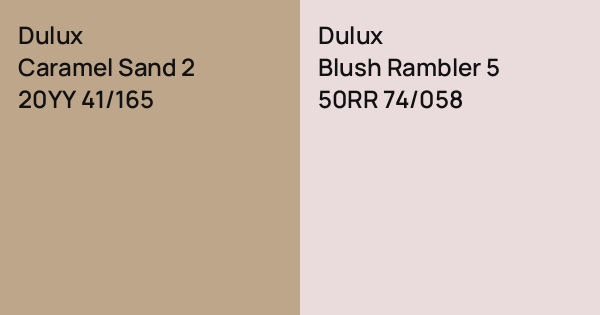 Dulux Caramel Sand 2 vs. Dulux Blush Rambler 5 comparison