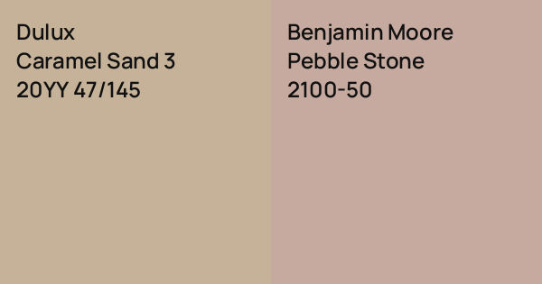 Dulux Caramel Sand 3 vs. Benjamin Moore Pebble Stone comparison