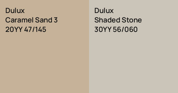 Dulux Caramel Sand 3 vs. Dulux Shaded Stone comparison