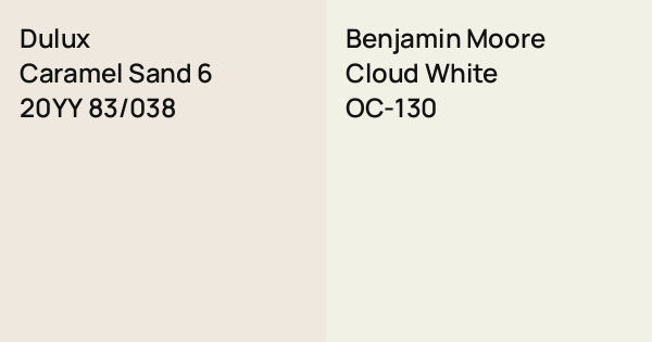 Dulux Caramel Sand 6 vs. Benjamin Moore Cloud White comparison