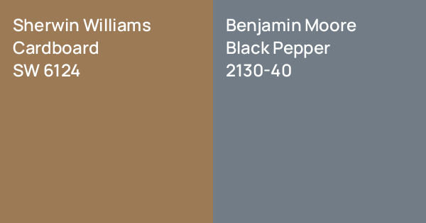 Sherwin Williams Cardboard vs. Benjamin Moore Black Pepper comparison