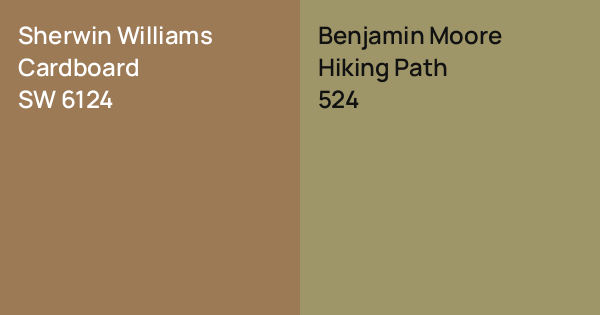 Sherwin Williams Cardboard vs. Benjamin Moore Hiking Path comparison