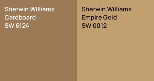 Sherwin Williams Cardboard vs. Sherwin Williams Empire Gold comparison