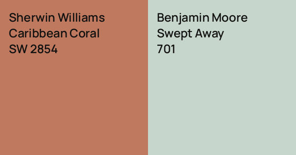 Sherwin Williams Caribbean Coral vs. Benjamin Moore Swept Away comparison