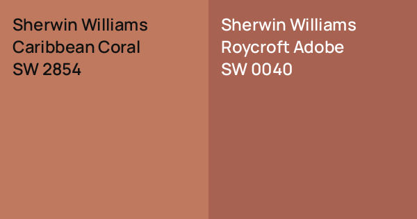 Sherwin Williams Caribbean Coral vs. Sherwin Williams Roycroft Adobe ...