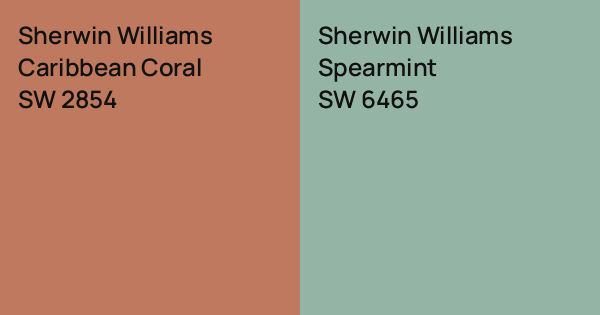 Sherwin Williams Caribbean Coral vs. Sherwin Williams Spearmint comparison