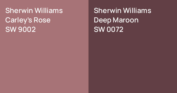 Sherwin Williams Carley's Rose vs. Sherwin Williams Deep Maroon comparison