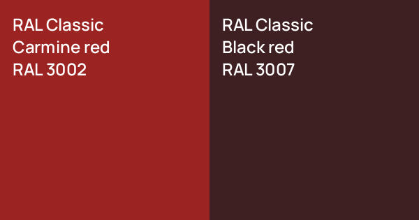 RAL Classic Carmine red vs. RAL Classic Black red comparison