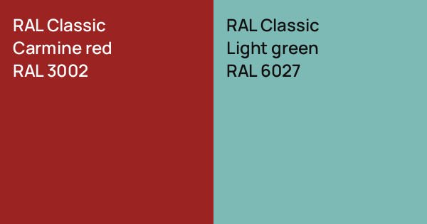 RAL Classic Carmine red vs. RAL Classic Light green comparison