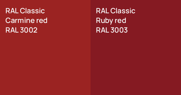 RAL Classic Carmine red vs. RAL Classic Ruby red comparison