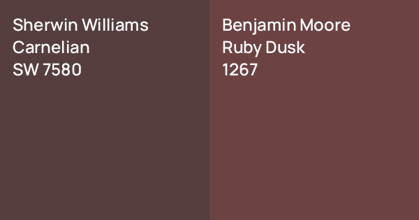 Sherwin Williams Carnelian vs. Benjamin Moore Ruby Dusk comparison