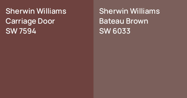 Sherwin Williams Carriage Door vs. Sherwin Williams Bateau Brown comparison