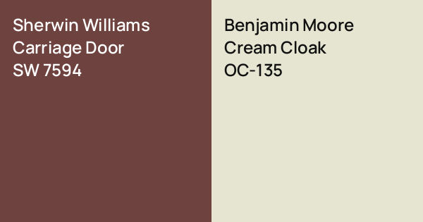 Sherwin Williams Carriage Door vs. Benjamin Moore Cream Cloak comparison