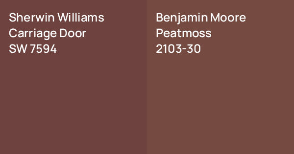 Sherwin Williams Carriage Door vs. Benjamin Moore Peatmoss comparison