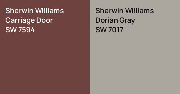 Sherwin Williams Carriage Door vs. Sherwin Williams Dorian Gray comparison