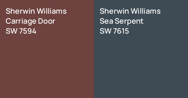Sherwin Williams Carriage Door vs. Sherwin Williams Sea Serpent comparison