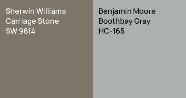 Sherwin Williams Carriage Stone vs. Benjamin Moore Boothbay Gray comparison