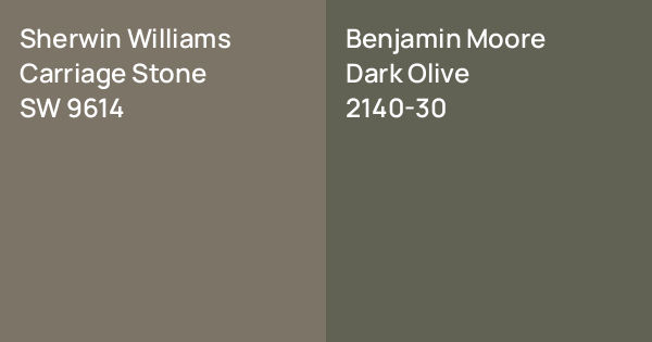 Sherwin Williams Carriage Stone vs. Benjamin Moore Dark Olive comparison