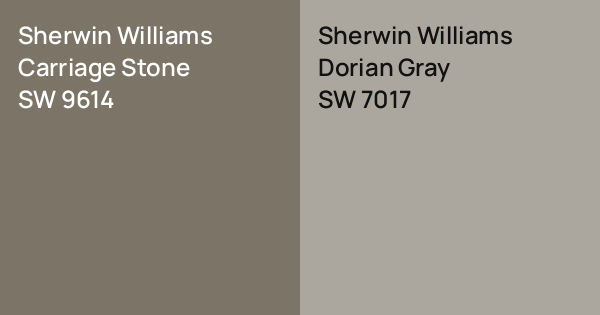 Sherwin Williams Carriage Stone vs. Sherwin Williams Dorian Gray comparison