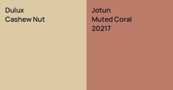 Dulux Cashew Nut vs. Jotun Muted Coral comparison